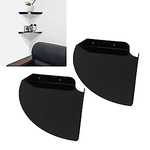 Corner Shelf, Wall Mount 2pcs High Strength Large Space Corner Wall Shelf Easy Installation Fashion for Bedrooms (Black)
