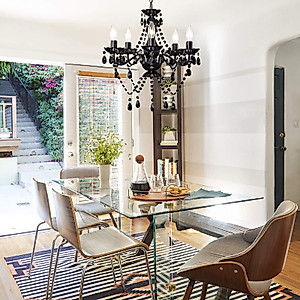 Antique House Black Chandelier Light Fixture 5 Light Modern Crystal Chandelier for Bedrooms Dining Room Acrylic Chandelier