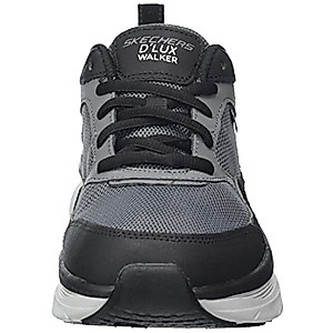 Skechers Men's Walking Sneaker, Black Leather Mesh Charcoal Trim, 7.5