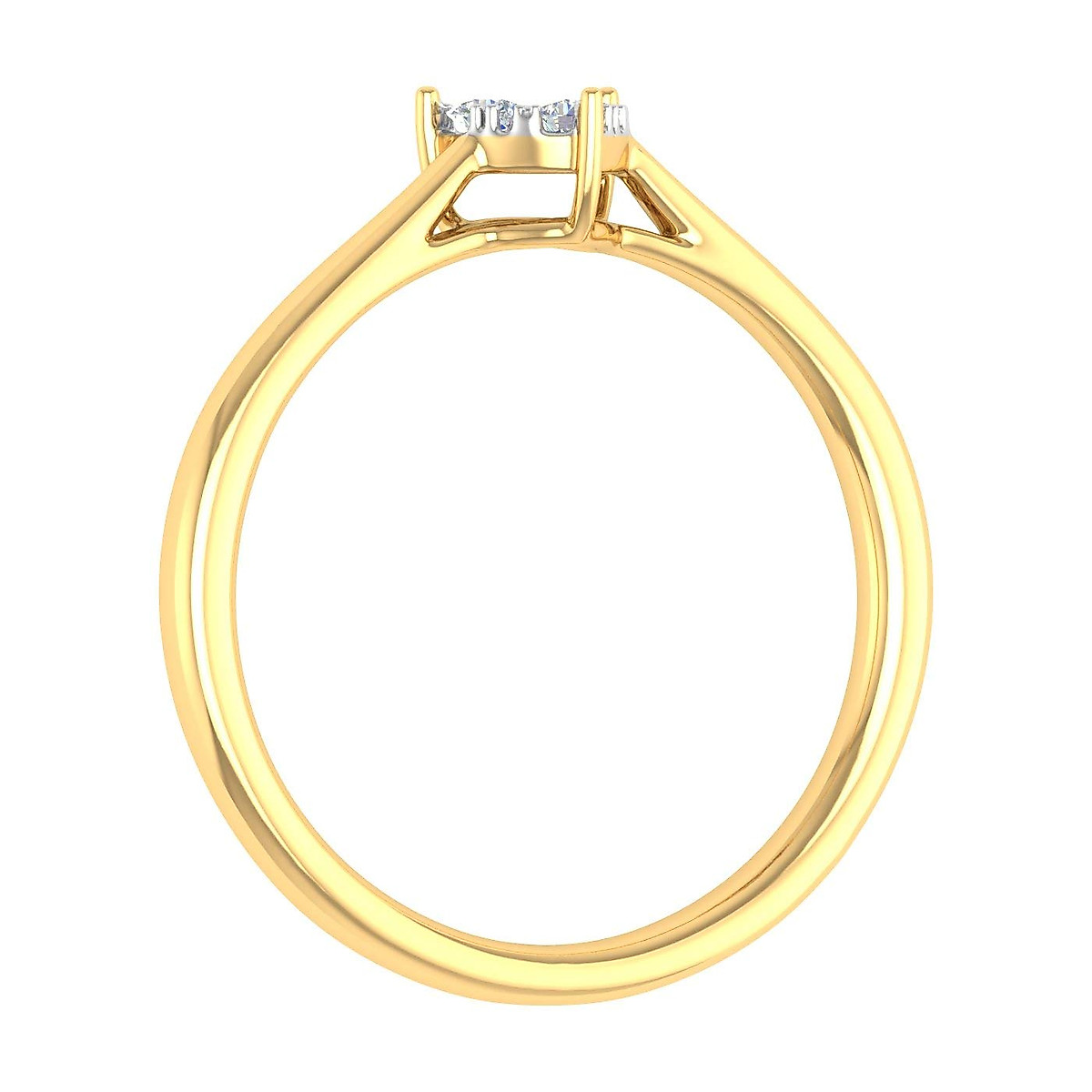 FINEROCK 0.15 Carat Heart Shaped Diamond Ring in 10K Yellow Gold (Ring Size 6.25)