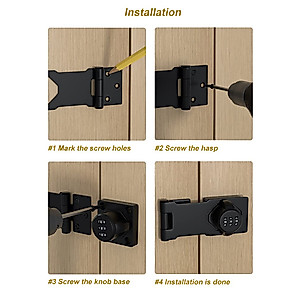 ETEKJOY Keyless Combination Lock for Wooden Cabinet 3-Digit Password Code Hasp Latch Lock Twist Knob Drawer Cupboard Locker Gun-Safe Closet Box (Black)