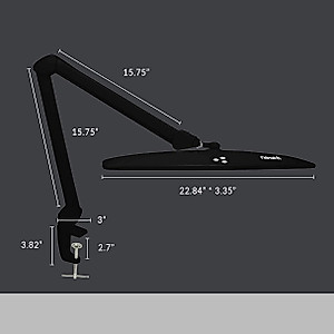 Neatfi Elite HD XL Task Lamp with Clamp, 1360 Lumens, 84PCS SMD LED, 6500K, Super Bright Desk Lamp, Non-Polar Dimming (22 Inches, Black)