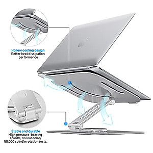 SANMOON Laptop Stand — 360° Swivel & Adjustable Laptop Stand for Desk, Ergonomic Laptop Riser for Collaborative Work, Foldable & Portable Computer Stand for All MacBook / Laptops up to 15.6 inches.
