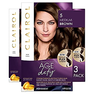 Clairol Age Defy Permanent Hair Dye, 5 Medium Brown Hair Color, Pack of 3