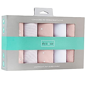 Ely's & Co. Baby Burp Cloths - 5pc Hourglass Shape with Extra Absorbent - Baby Bibs & Burp Cloths Baby Girl and Baby Boy, Newborn Essentials (Pink Tulip)