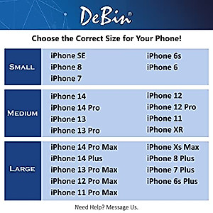 DeBin Holster for iPhone 15, 15 Pro, 14, 14 Pro, 13, 13 Pro, 12, 12 Pro, 11, Xs, X, 10 Cell Phone Belt Holder Case with Built in ID Card Pouch Cover (Fits Phones with Protective Cases on) Medium Black