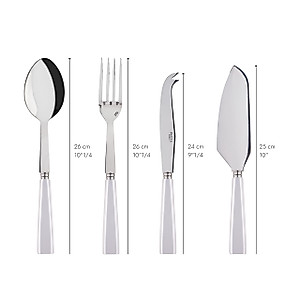 SABRE PARIS - 4-Piece Serving Set - Icône Collection - 2 Serving Flatware, Serrated Pie Server, Large Cheese Knife - Stainless Steel & Acrylic - Dishwasher Safe - White