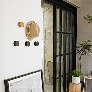 GUDEE Ran Bamboo Wall Mount Round Hooks, Heavy Duty Modern Decorative Durable Hanger for Hanging Bags, Shoes, Towels, Accessories and More in Foyer, Kitchen, Bedroom, Closet in Color Brown