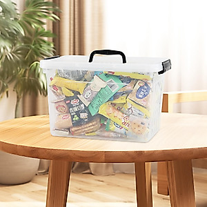 Ucake 12 Quart Plastic Storage Latch Box with Handle, Plastic Bin with Lid, 6 Pack