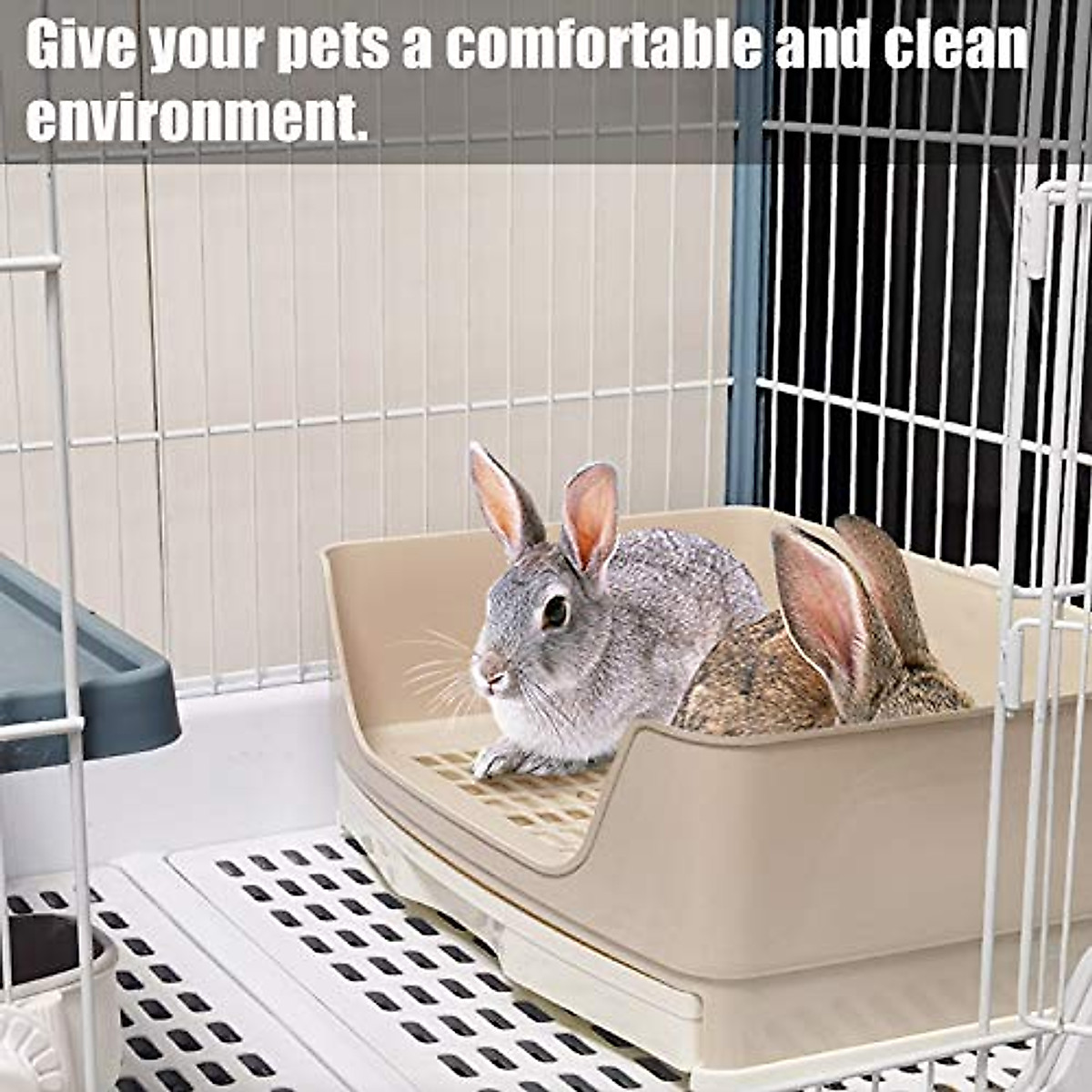 kathson Large Rabbit Litter Box Trainer, Potty Corner Toilet with Drawer Bigger Pet Pan for Adult Hamster, Guinea Pig, Ferret, Galesaur, Bunny and Other Animals (Brown)