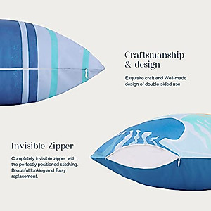 Phantoscope Pack of 2 Outdoor Waterproof Pillow Covers Decorative Jellyfish Design Outdoor Pillows for Patio Furniture Cushion Cases for Couch Tent Sunbrella, Blue 18x18 Inches