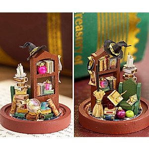 Spilay DIY Dollhouse Miniature with Wooden Furniture,DIY Dollhouse Kit Mini World Series with Glass Cover,1:24 3D Creative Room Gift for Adult Teenager Lover(Fingertip Magic)