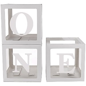 Sooyee Frame, Picture Frame - Boxes with Letters for Baby Shower, 11.8x11.8x11.8 inches, White, Set of 4