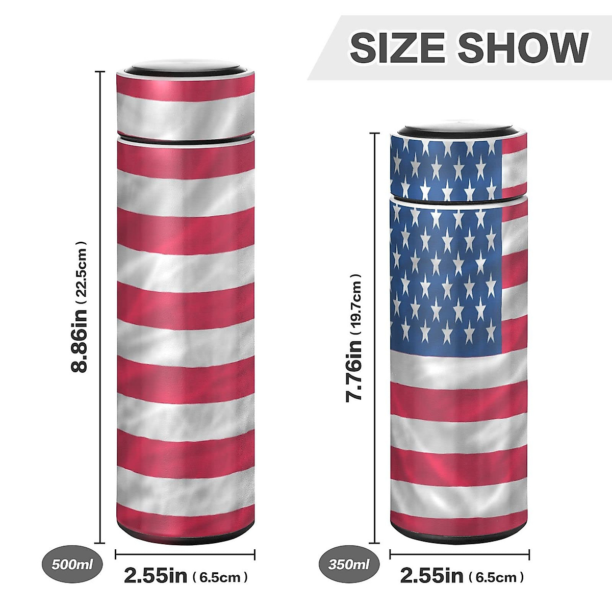 Sletend Water Bottle American Usa Flag Keeps Liquids Hot or Cold,BPA-Free Vacuum Insulated Stainless Steel Water Bottle for School Girls Boys 16oz