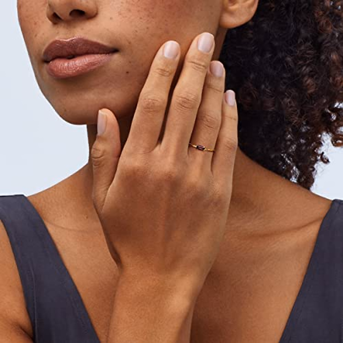 Finecraft Baguette-Cut Natural Amethyst February Birthstone Ring in 1K Gold, Size 8, Size 8