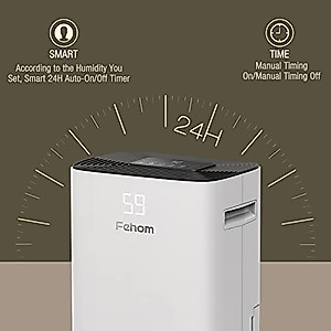 Fehom 4500 Sq. Ft Dehumidifier with Drain Hose - Ideal for Bedrooms, Basements, Bathrooms, and Laundry Rooms - with Digital Control Panel, 24 Hr Timer, and Front Humidity Display