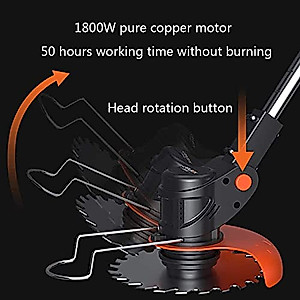 YRCWZF 6000rpm 1800W Telescopic Garden Strimmer, Powerful Telescopic Garden Lawn Edge Mower with Fast Charger & Three Kinds Spare Blades