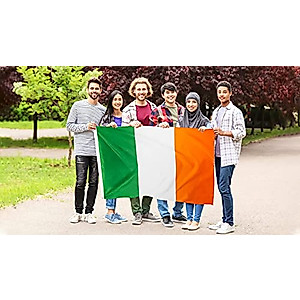 DANF Ireland Flag 3x5 Ft Thick Polyester, Fade Resistant, Brass Grommets, Canvas Header,Double Sided Irish National Flags 3 X 5 Feet