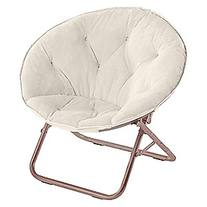 Urban Lifestyle Faux Fur Saucer Chair, 22"D x 32"W x 29"H, White/Gold