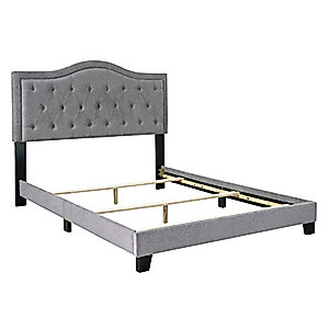 Signature Design by Ashley Jerary Queen Upholstered Tufted Bed Frame, Light Gray