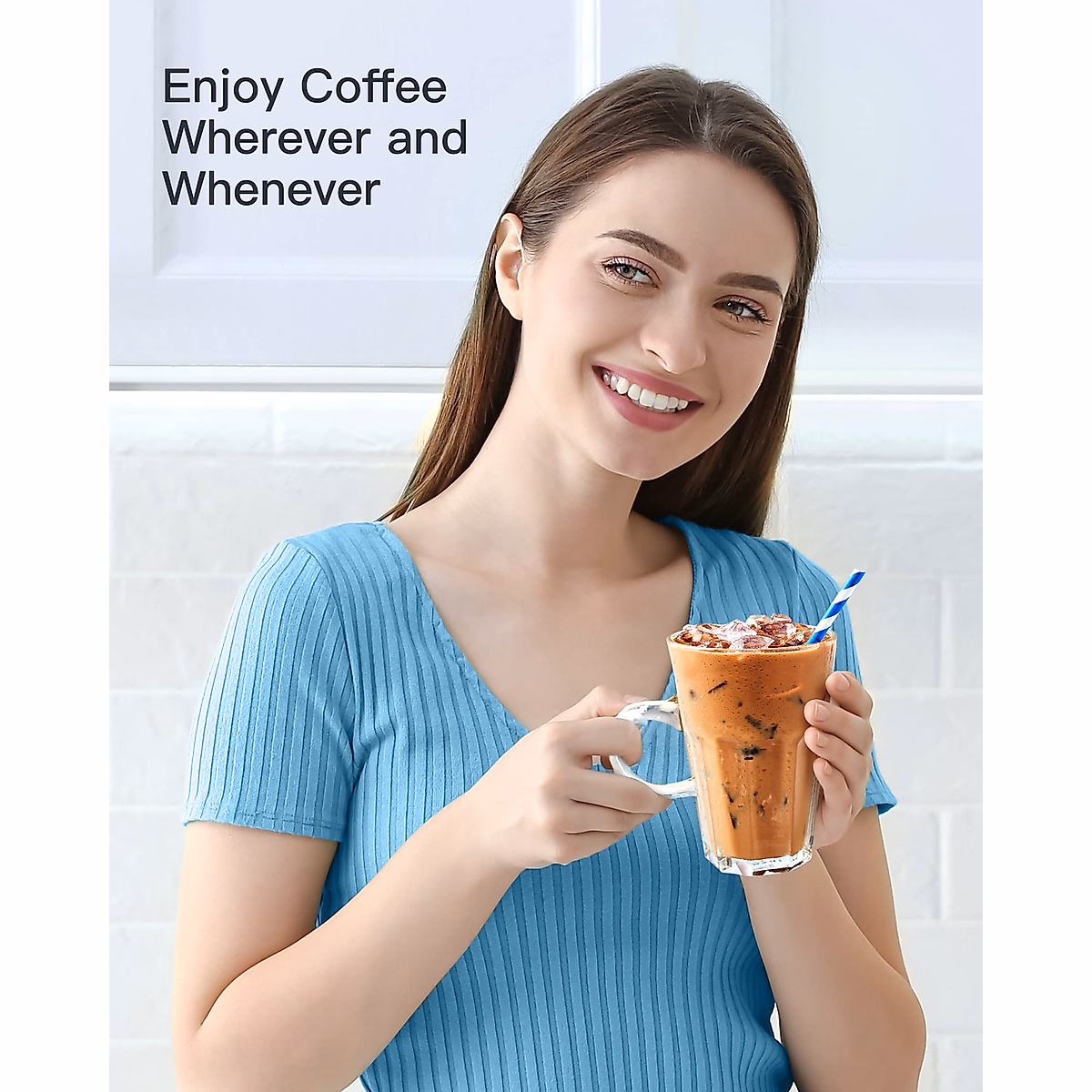 Famiworths Iced Coffee Maker, Hot and Cold Coffee Maker Single Serve for K Cup and Ground, with Descaling Reminder and Self Cleaning, Iced Coffee Machine for Home, Office and RV, Lavender