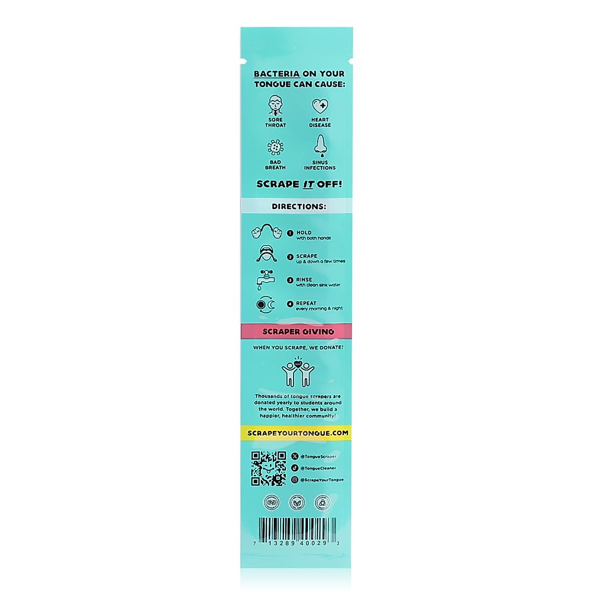 ScrapeYourTongue - #1 Daily Tongue Scraper for Oral Health. 100% Recyclable, Reusable, and Gag Proof Tongue Cleaner (1 Count (Pack of 1))