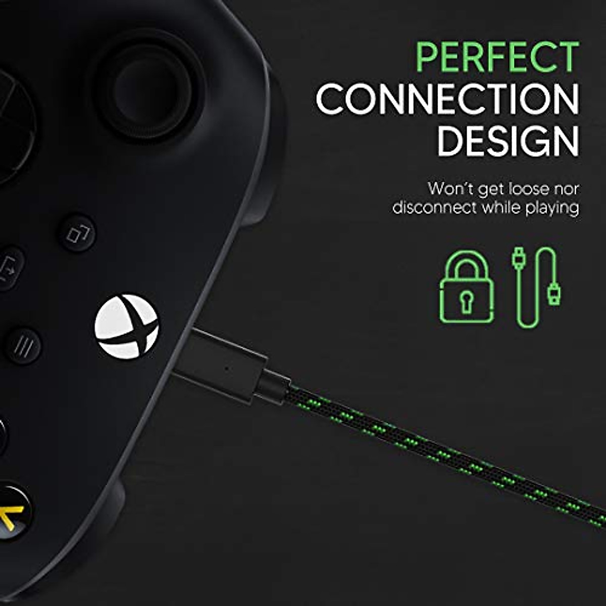 TALK WORKS Controller Charger Cord for Xbox One - 2 Pack 10 ft Nylon Braided Micro USB Charging Cable - Also Android Compatible with Samsung Galaxy, PS4