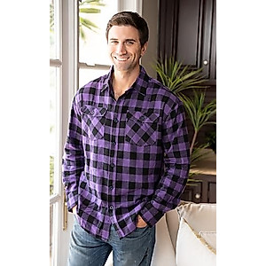 Gioberti Men's 100% Cotton Brushed Flannel Shirt, Black, 5X-Large