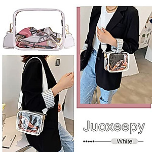 Juoxeepy Clear Bag Stadium Approved Purse Concert Crossbody Sports Events PVC Shoulder Clutch