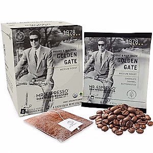 Mr. Espresso Instant Coffee - Organic Single Serve Coffee Tea Bags - Ethically Sourced Instant Espresso Coffee - No Machine Needed, Fair Trade Coffee Packets (Golden Gate) (Medium Dark Roast) (Pack of 8)
