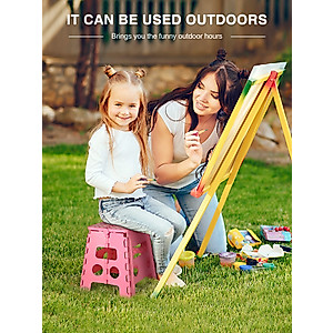 Folding Step Stool 9" and 13", Durable Kids Step Stool for Kids and Adults, Pink 2 Pack