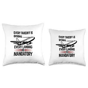 VG Designs Pilot Quote Airplane Every Takeoff is Optional Throw Pillow, 18x18, Multicolor