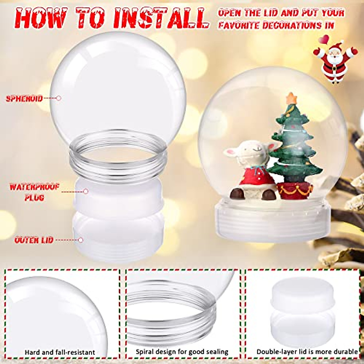 Mimorou 24 Pieces 3.9 Inch DIY Snow Globe Clear Plastic Water Globe with Screw Off Cap Water Globe Jar for DIY Crafts Home Decoration Gifts