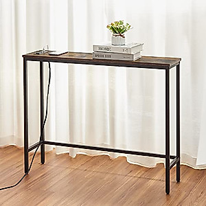 ELYKEN Console Tables for Entryway with Power Outlet, Narrow 39.4”Long Sofa Table for Living Room, Entrance Foyer Hallway Table, Behind Couch Table Skinny, Home Essential Decor