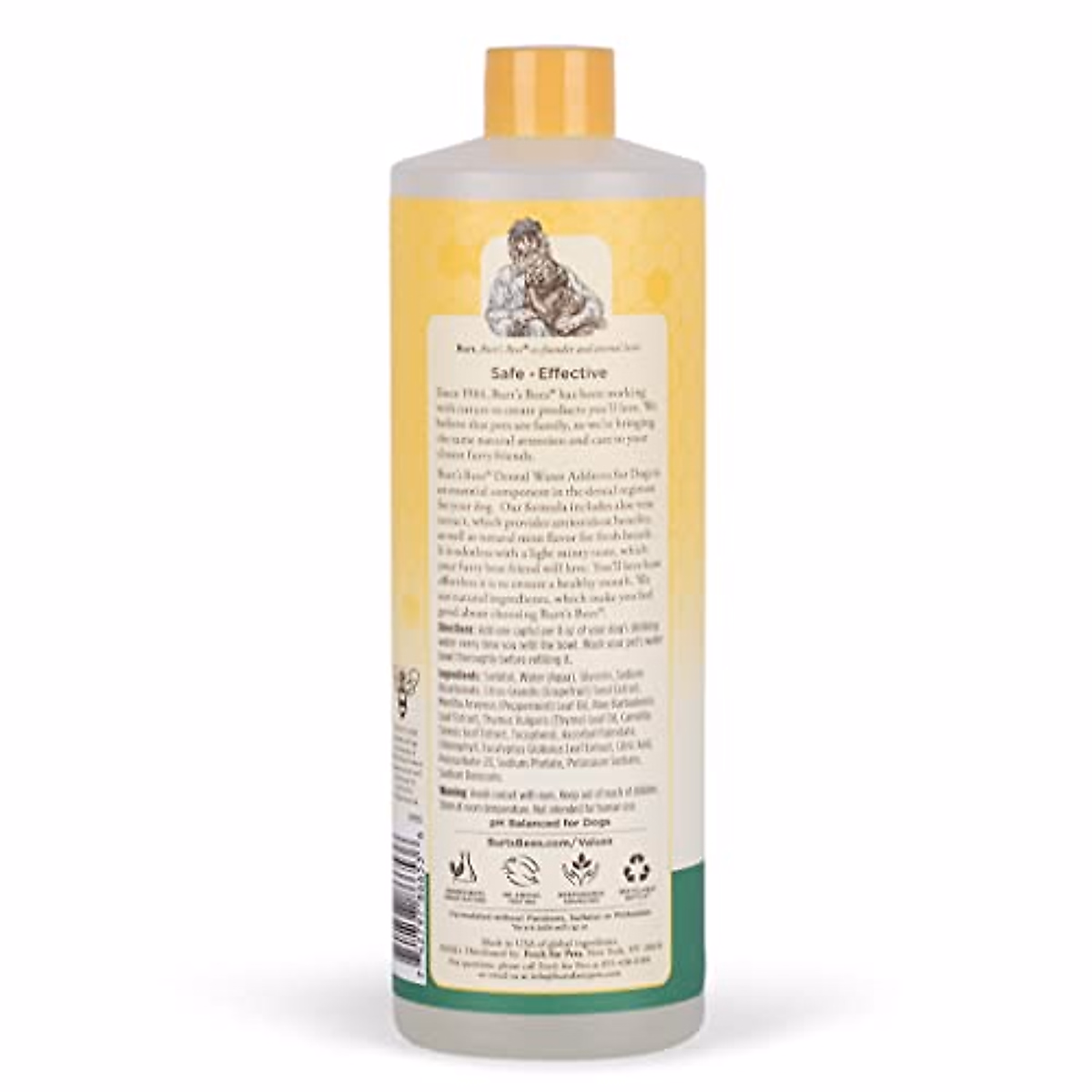 Burt's Bees for Pets Training Dog Dental Water Additive with Aloe Vera Extract, 16 fl Oz | Water Additive for Dogs in Fresh Mint Flavor | 97% Natural Dog Water Additive