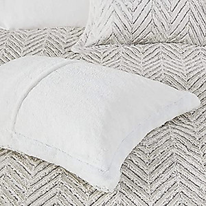 Madison Park Adelyn Ultra Soft Plush Faux Fur Chevron 3 Pieces Bedding Sets Bedroom Comforters, King/Cal King, Ivory