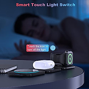 Travel 3 in 1 Magsafe Wireless Charger, Foldable Wireless Charging Station for Apple, Wireless Charging Pad Compatible with iPhone 14 13 12 11/Pro/XS/XR,AirPods 3/2/Pro, iWatch 7/6/5/4/3/2