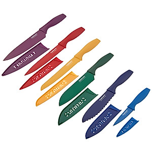 Cuisinart C55-12PCKSAM 12-Piece Ceramic Coated Stainless Steel Knives, Comes with 6-Blades and 6-Blade Guards, Color Coded to Reduce Risk of Cross Contamination, Jewel