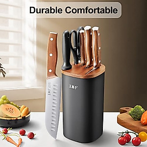 WANGMAZI Professional Kitchen Knife Set, Chef Knife Block Set German Stainless Steel Razor-sharp Blade, Ergonomic Comfortable Handle, Over 300 Years of Brand(6PCS, Black)