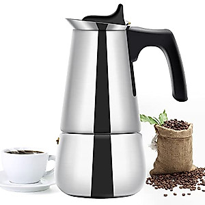 Italian coffee maker moka pot：espresso maker Stovetop Espresso Maker, Stainless Steel Moka Pot Percolator Coffee Pot Expresso coffee Brewer Classic Coffee Maker for Home & Camping, 4 Cup / 6.7oz