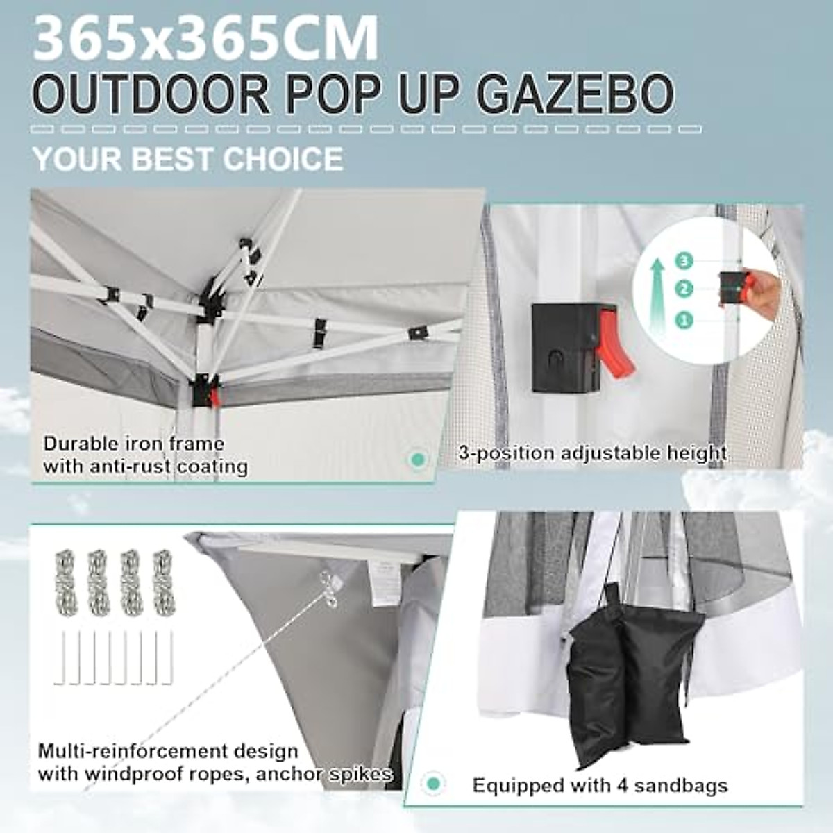 COBIZI 12x12 Pop up Gazebo on Clearance with Mosquito Netting,carpas para Patio Deals,Outdoor Canopy Tent with Portable Carrying Bag, Patio Gazebo for Garden Backyard, Lawn & Beach,Grey