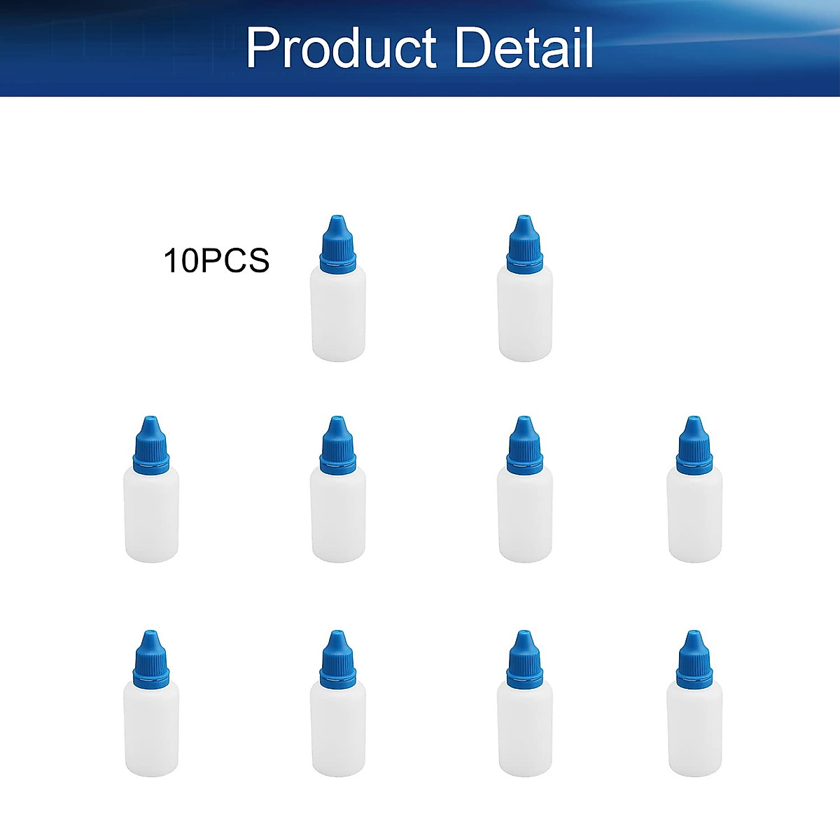 Bettomshin 10Pcs 30ml PE Plastic Squeezable Eye Liquid Dropper Bottles Thin Mouth Lab Reagent Bottle Liquid Sample Seal Sample Storage Translucent Bottle with Blue Cap