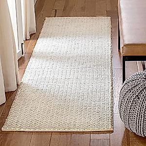 SAFAVIEH Natura Collection 2' x 3' Steel NAT311B Handmade Wool & Viscose Accent Rug