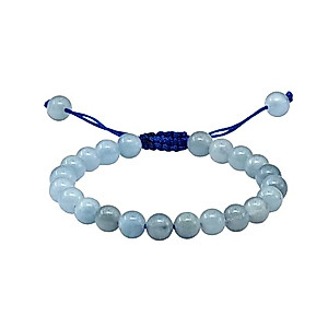Aquamarine Bracelet for Women Men's Gifts - Protection Healing Crystal Bracelet - 8mm Gemstone Beaded Adjustable Bracelet