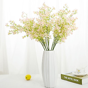 Grand Verde 29” Blush-Pink Plastic Flowers Artificial Bouquet Faux Greenery Long Stems for Tall Vase, DIY Crafts Home Decoration, Bulk 5pcs