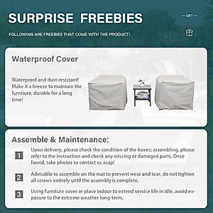 Patio Furniture 3 Piece Patio Set Patio Conversation Sets Outdoor Chairs and Glass Side Table Balcony Furniture with Non-Slip Cushions and Waterproof Covers, Peacock Blue