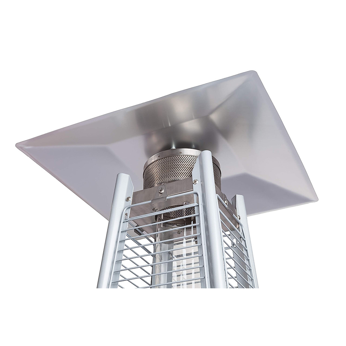 Fire Sense 60523 Pyramid Flame Patio Heater 40,000 BTU Outdoor Propane Heater Tower with Wheels - Stainless Steel