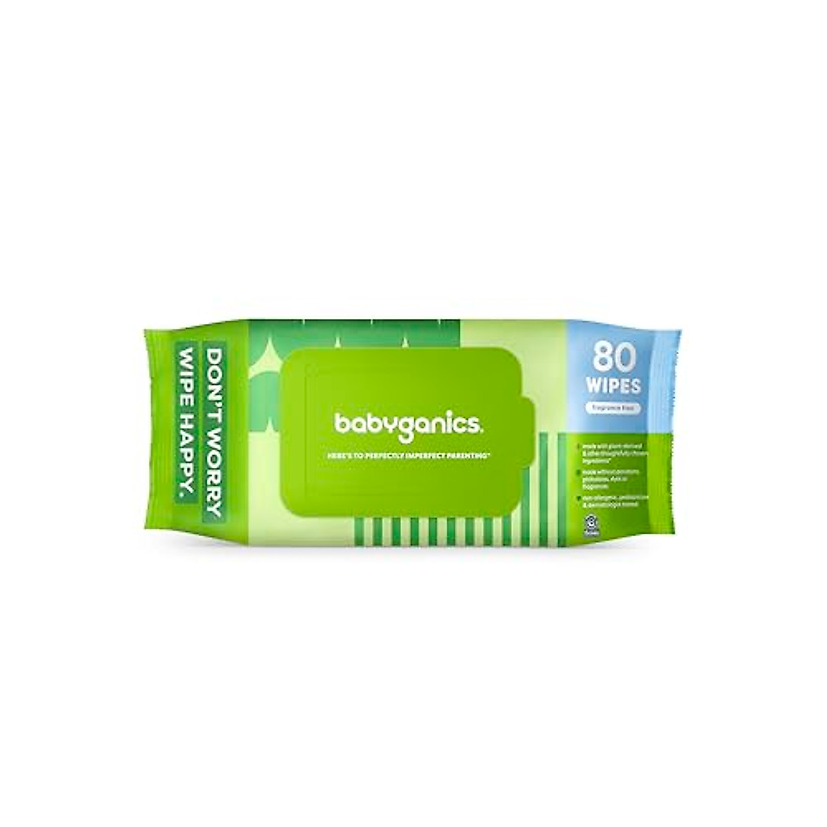 Babyganics Baby Wipes, Unscented Diaper Wipes, 240 Count, (3 Packs of 80), Non-Allergenic and formulated with Plant Derived Ingredients