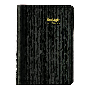 Brownline 2023 EcoLogix Daily Planner, Appointment Book, 12 Months, January to December, Twin-Wire Binding, 8" x 5", Black, Recycled (CB410W.BLK-23)