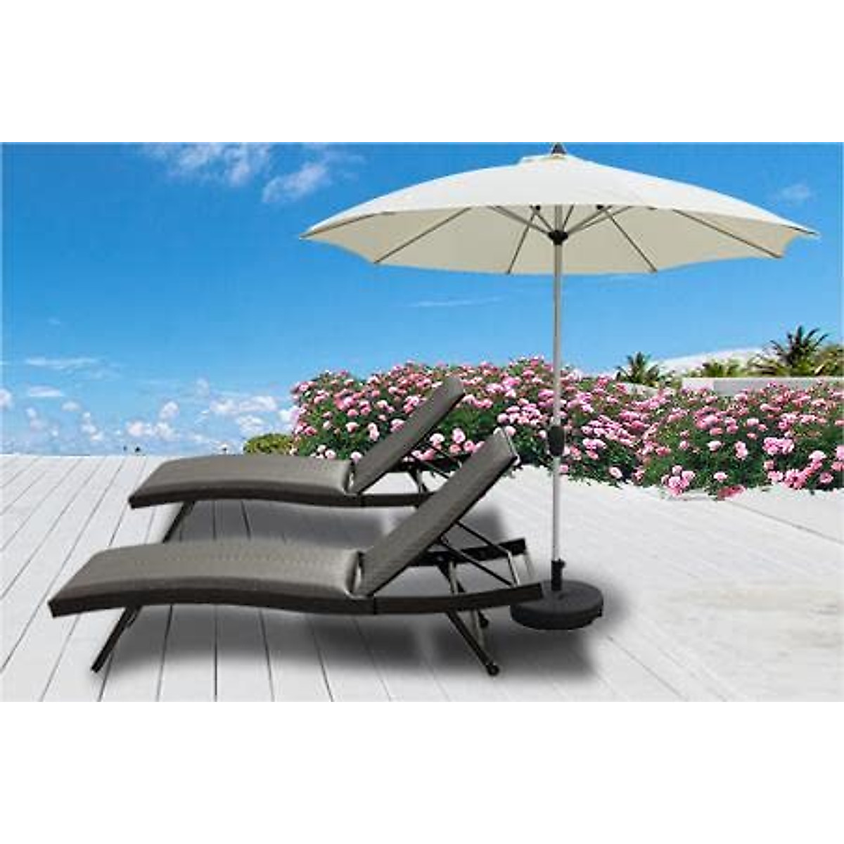 Domi Outdoor Chaise Lounge Set of 2, Aluminum Wicker Lounge Chair with Padded Quick Dry Foam and Wheels, Pool Lounge Chair for Garden, Beach, Patio, Sunbathing